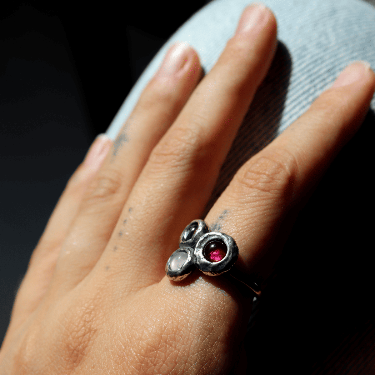 Satori Women's Ring in 925 silver with ruby, rose, and amethyst ...